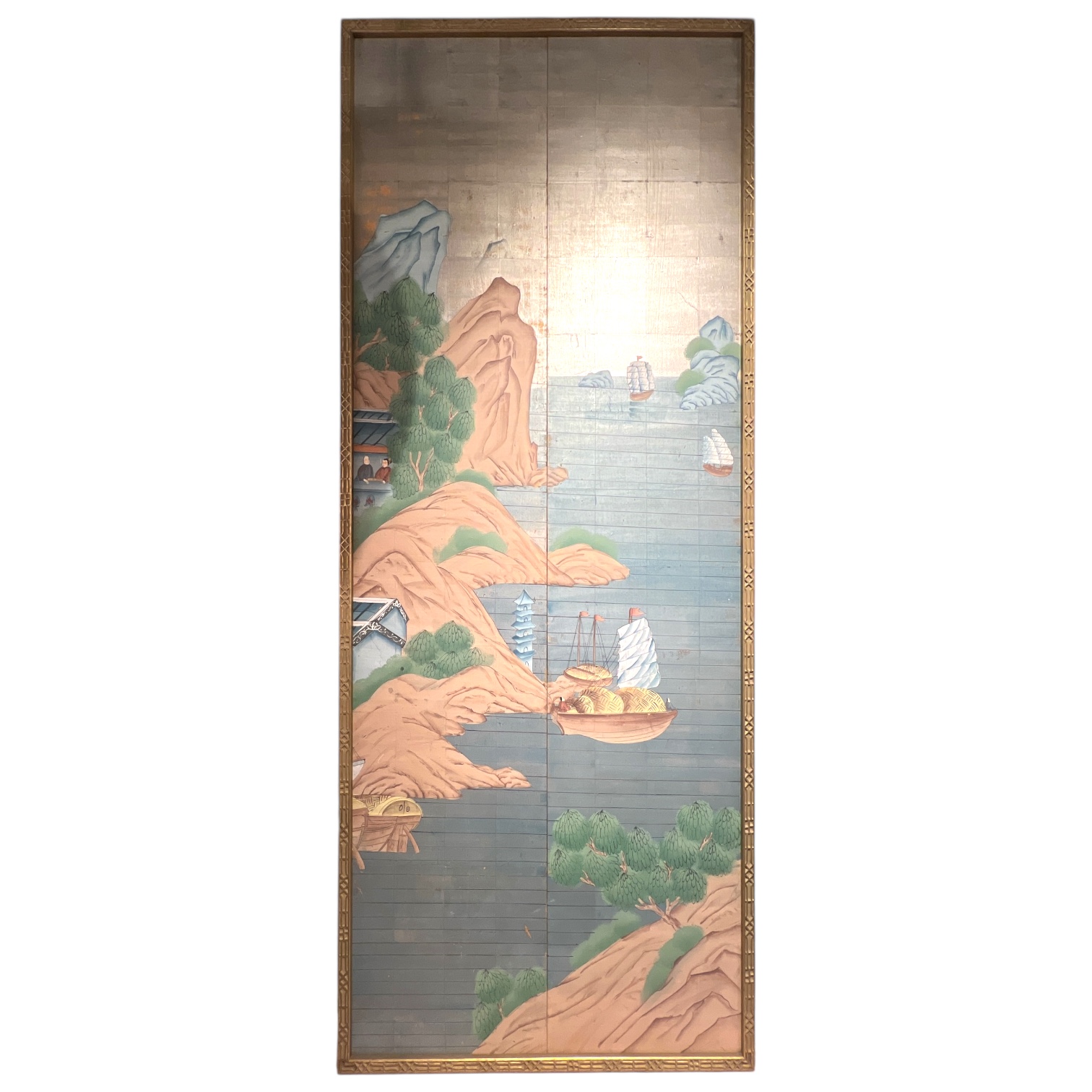 Painted Scenic Panel with Custom Frame - Foxglove Antiques Collective