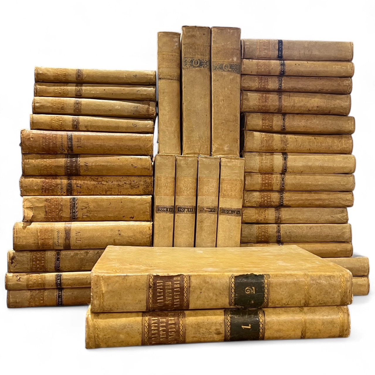 Collection of 35 18th C Italian Vellum Books - Foxglove Antiques Collective