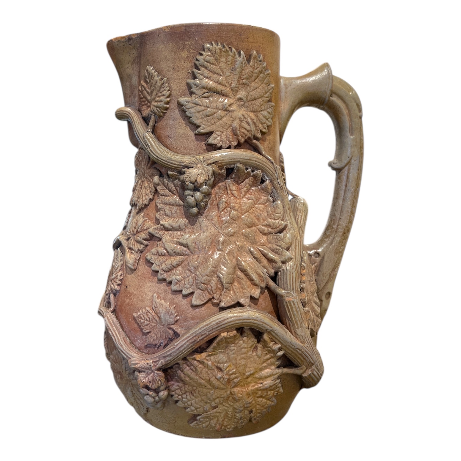 French High Relief Salt Glazed Pitcher - Foxglove Antiques Collective