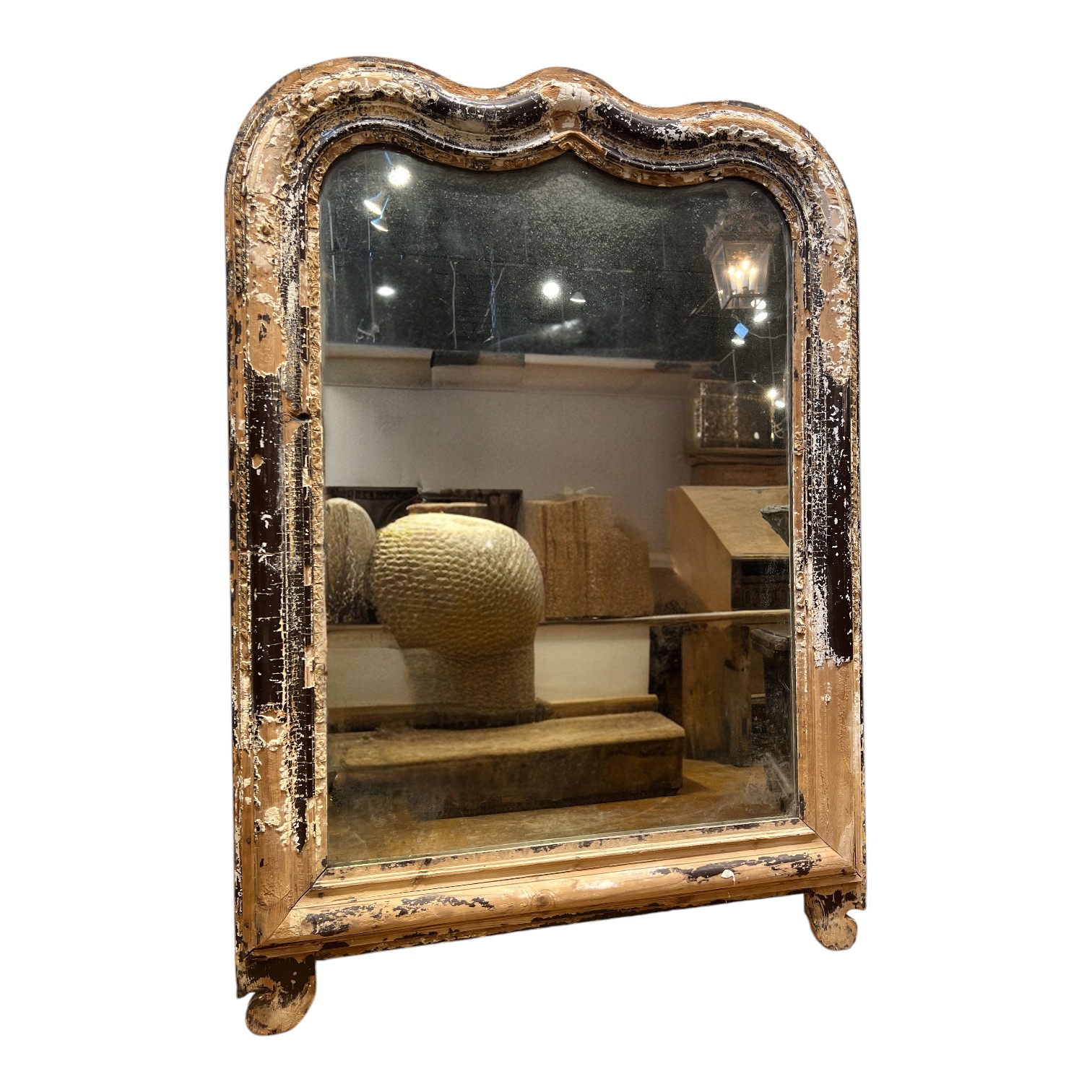 Black Bleached Patinated Mirror - Foxglove Antiques Collective