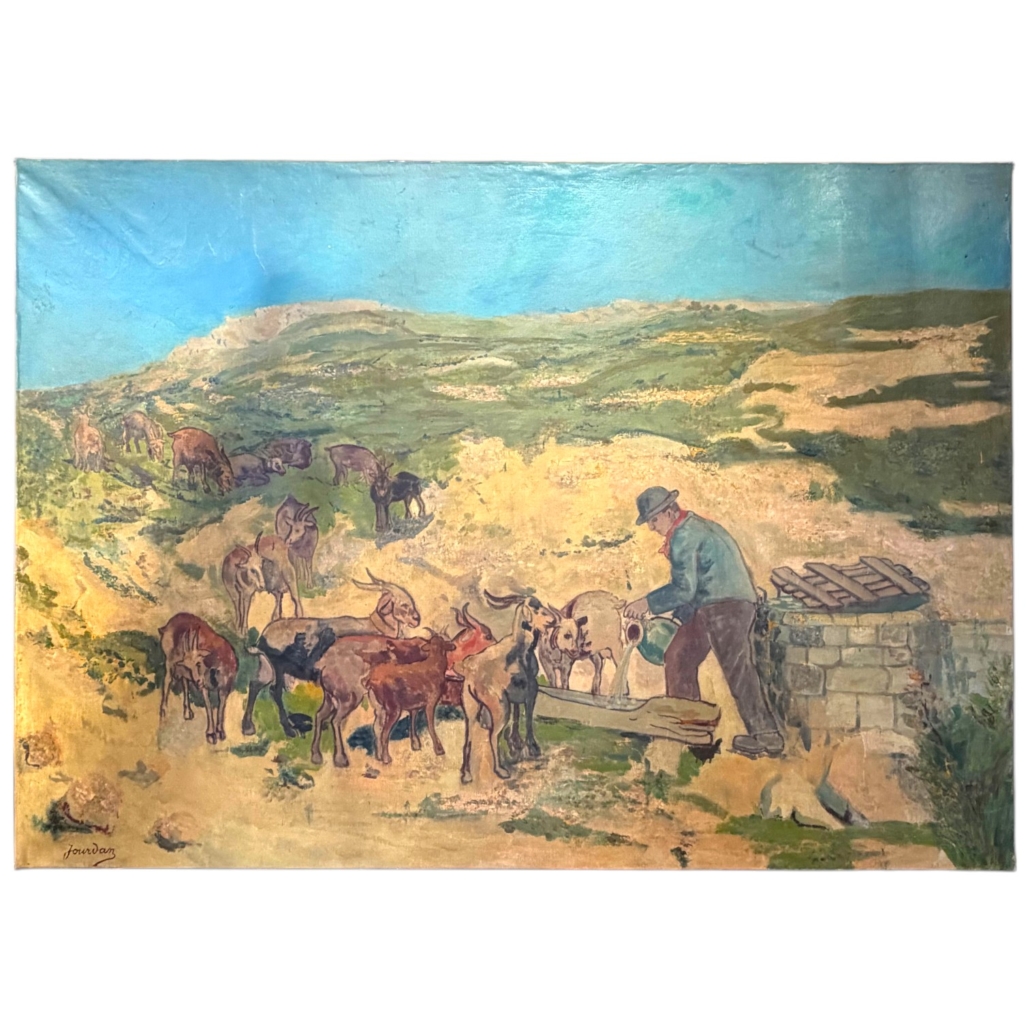 Vintage 1930's French Rural Pastoral Scene Painting by Louis Jourdan ...