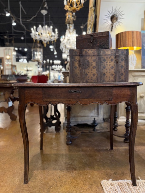 19th C French Walnut Table with Drawers - Foxglove Antiques Collective