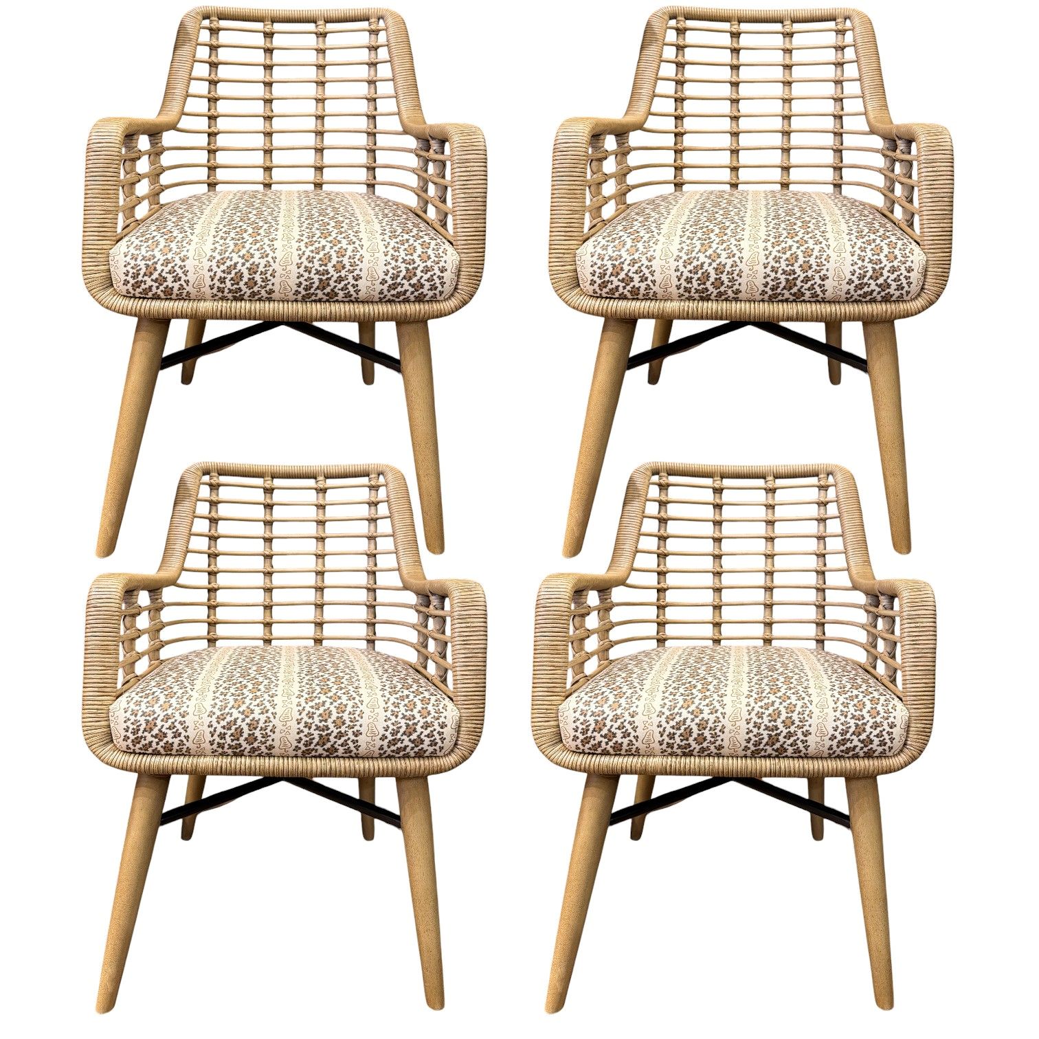Set of 4 New Palecek "Emory" Armchairs - Foxglove Antiques Collective
